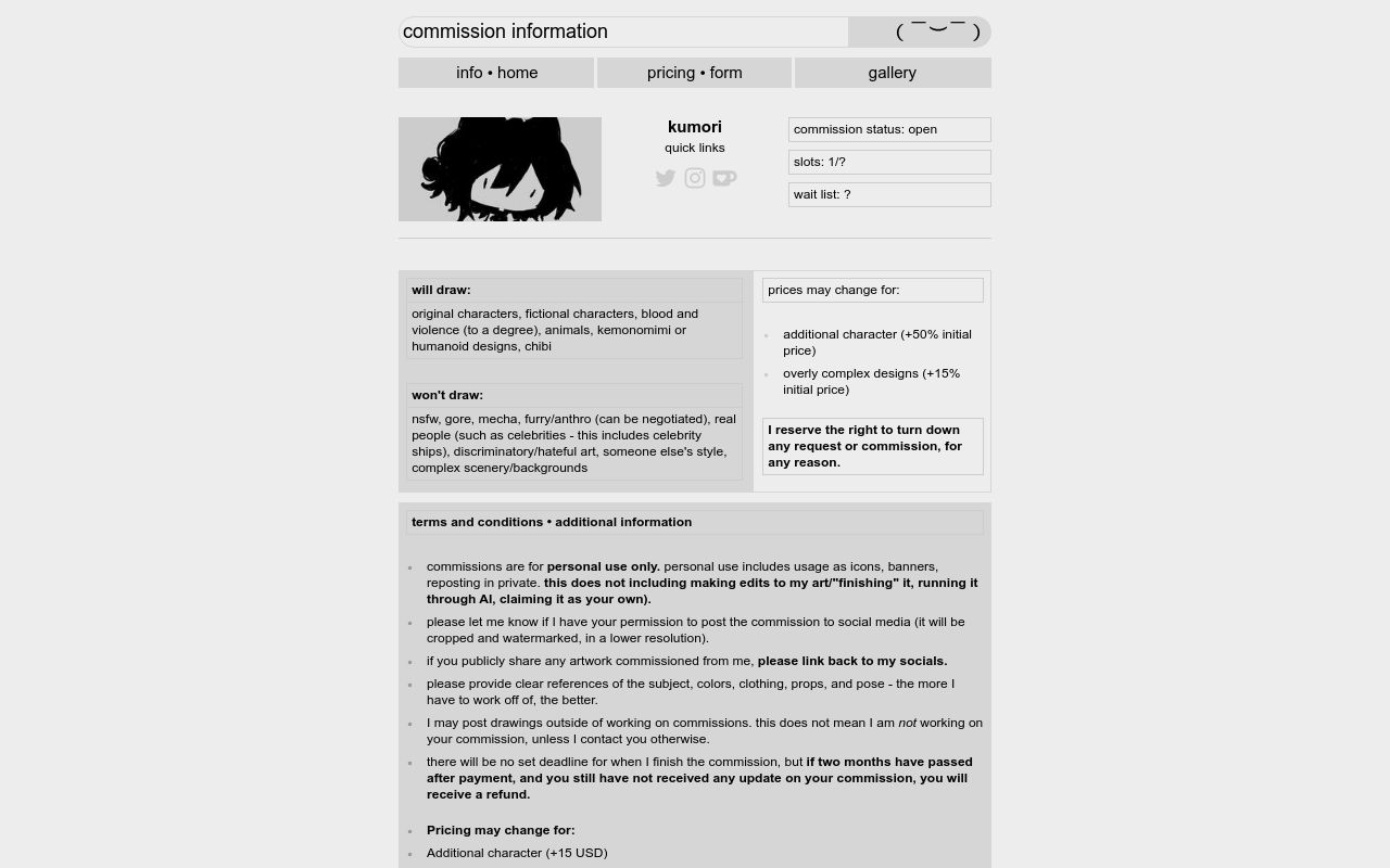 commission information